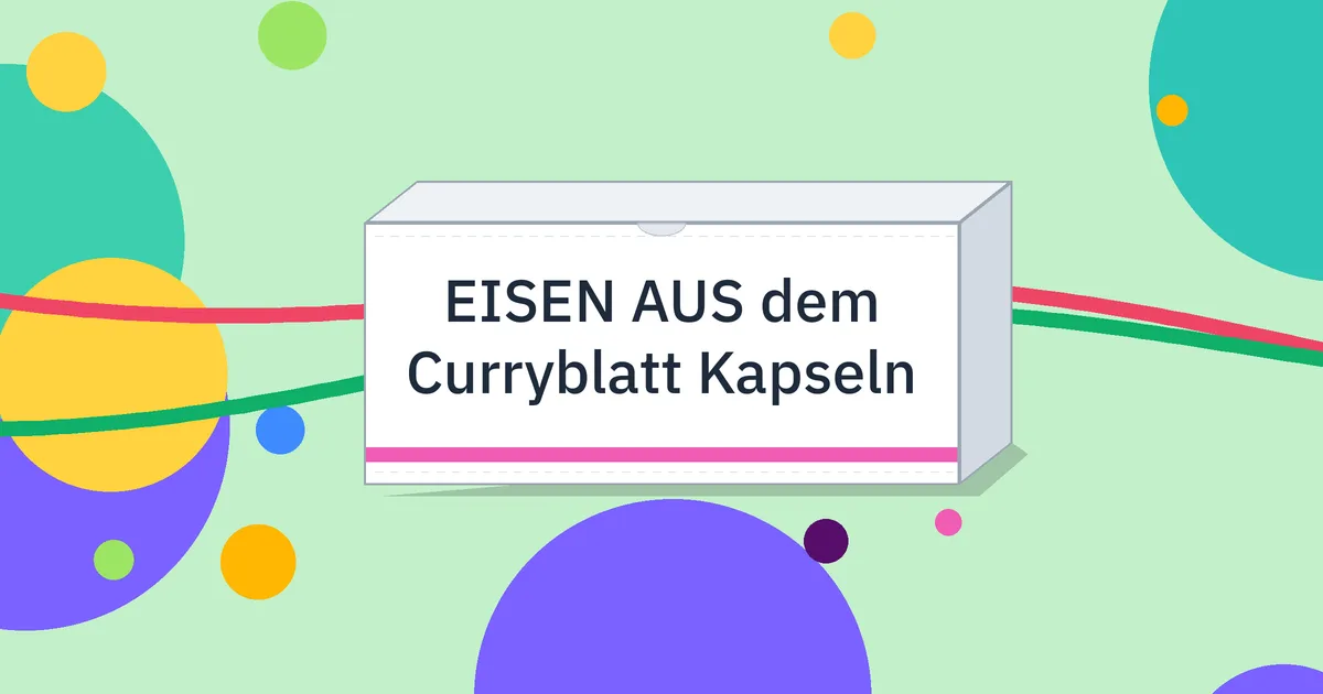 Symbolbild: Packung mit der Aufschrift EISEN AUS dem Curryblatt Kapseln (PZN 18502819) – Verfügbarkeit und Bezug in Apotheken in Frankfurt am Main