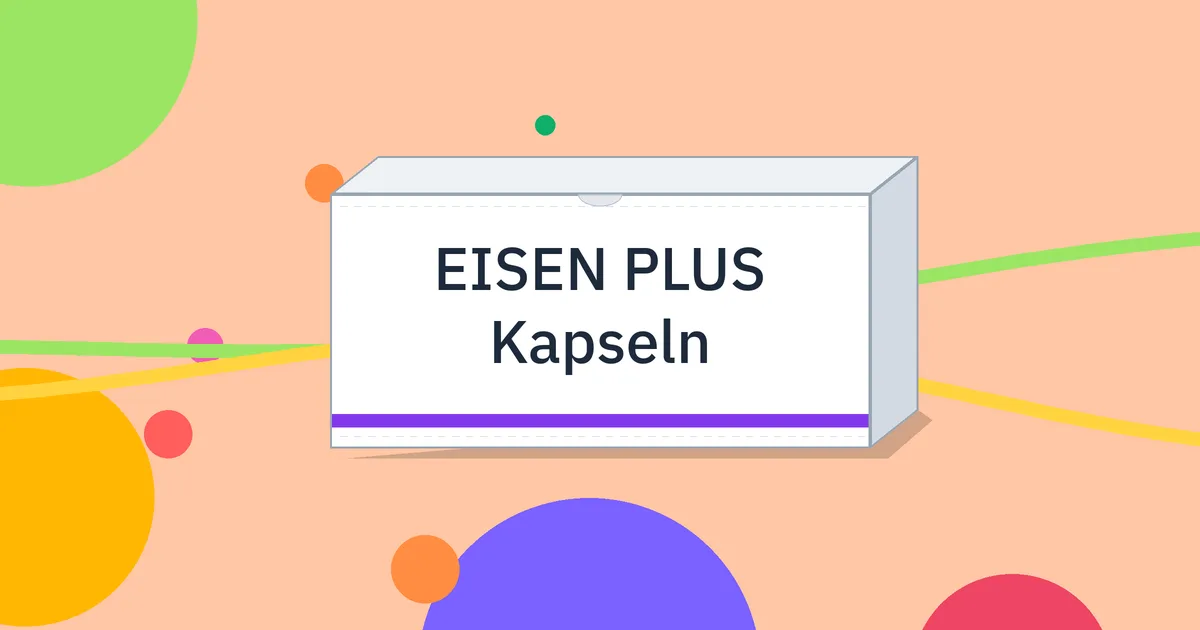 Symbolbild: Packung mit der Aufschrift EISEN PLUS Kapseln (PZN 19553724) – Verfügbarkeit und Bezug in Apotheken in Frankfurt am Main
