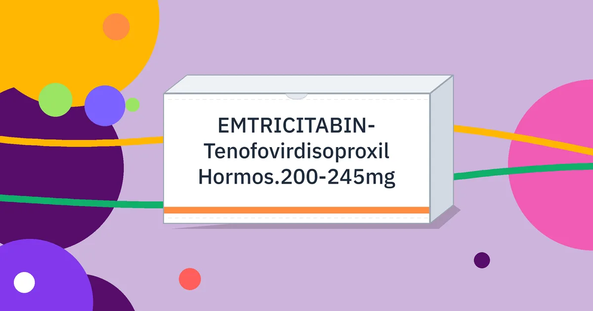 Symbolbild: Packung mit der Aufschrift EMTRICITABIN-Tenofovirdisoproxil Hormos.200-245mg (PZN 13420867) – Verfügbarkeit und Bezug in Apotheken in Frankfurt am Main