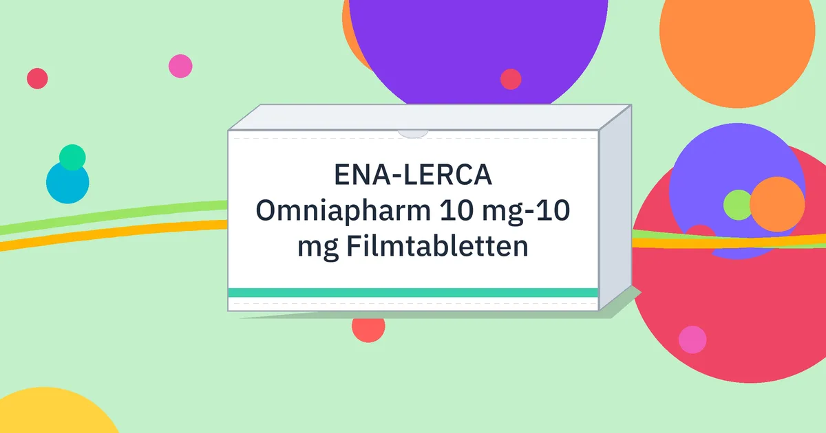 Symbolbild: Packung mit der Aufschrift ENA-LERCA Omniapharm 10 mg-10 mg Filmtabletten (PZN 12421020) – Verfügbarkeit und Bezug in Apotheken in Frankfurt am Main