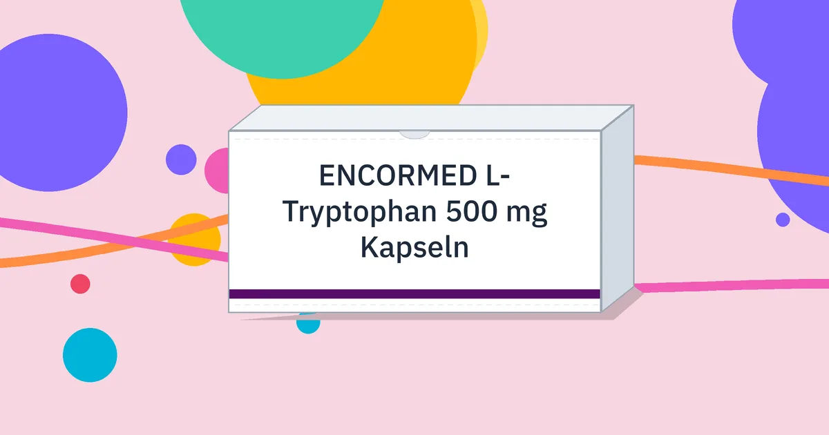Symbolbild: Packung mit der Aufschrift ENCORMED L-Tryptophan 500 mg Kapseln (PZN 11858275) – Verfügbarkeit und Bezug in Apotheken in Frankfurt am Main