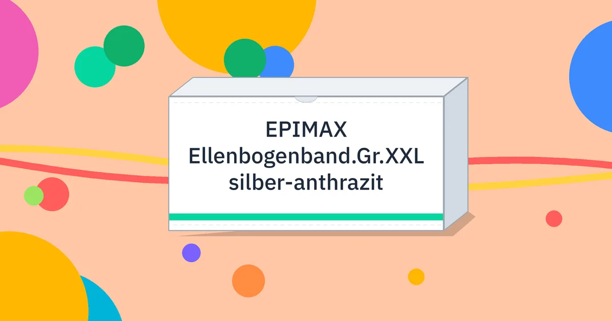 Symbolbild: Packung mit der Aufschrift EPIMAX Ellenbogenband.Gr.XXL silber-anthrazit (PZN 11097126) – Verfügbarkeit und Bezug in Apotheken in Frankfurt am Main