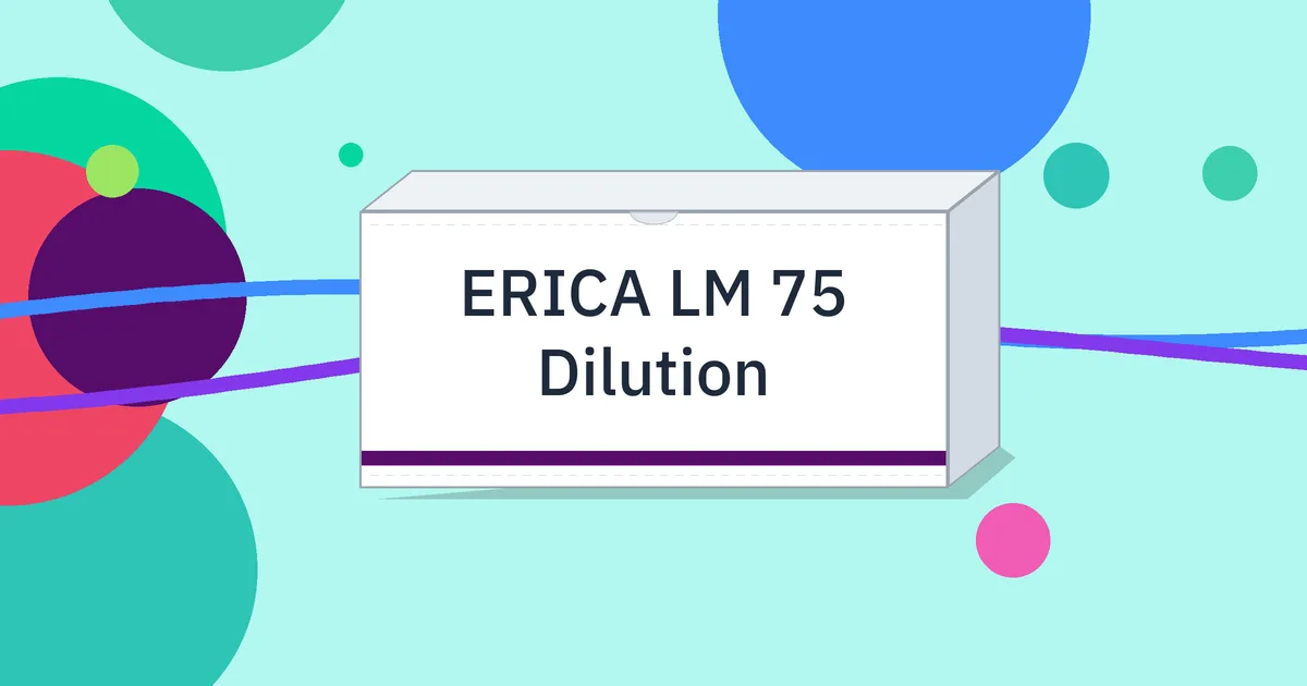 Symbolbild: Packung mit der Aufschrift ERICA LM 75 Dilution (PZN 13477933) – Verfügbarkeit und Bezug in Apotheken in Frankfurt am Main