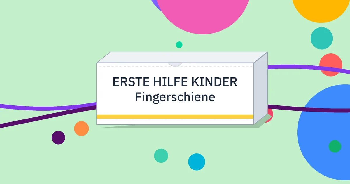 Symbolbild: Packung mit der Aufschrift ERSTE HILFE KINDER Fingerschiene (PZN 02036083) – Verfügbarkeit und Bezug in Apotheken in Frankfurt am Main
