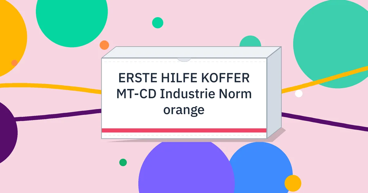 Symbolbild: Packung mit der Aufschrift ERSTE HILFE KOFFER MT-CD Industrie Norm orange (PZN 11048079) – Verfügbarkeit und Bezug in Apotheken in Frankfurt am Main