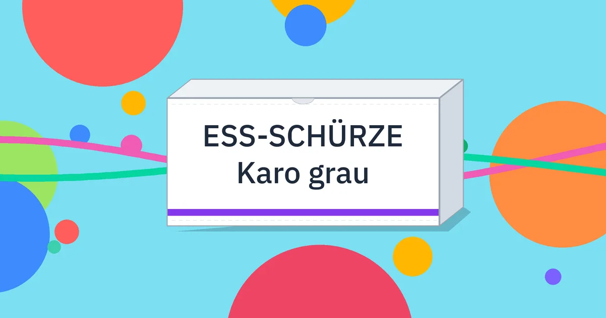 Symbolbild: Packung mit der Aufschrift ESS-SCHÜRZE Karo grau (PZN 09295787) – Verfügbarkeit und Bezug in Apotheken in Frankfurt am Main