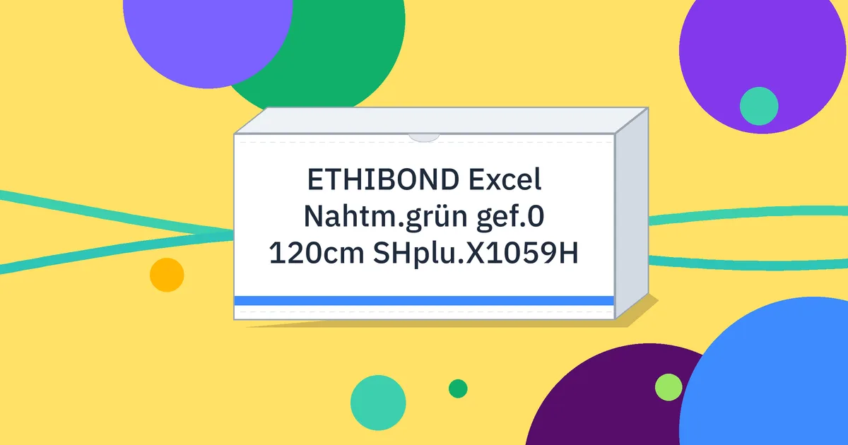 Symbolbild: Packung mit der Aufschrift ETHIBOND Excel Nahtm.grün gef.0 120cm SHplu.X1059H (PZN 20852969) – Verfügbarkeit und Bezug in Apotheken in Frankfurt am Main