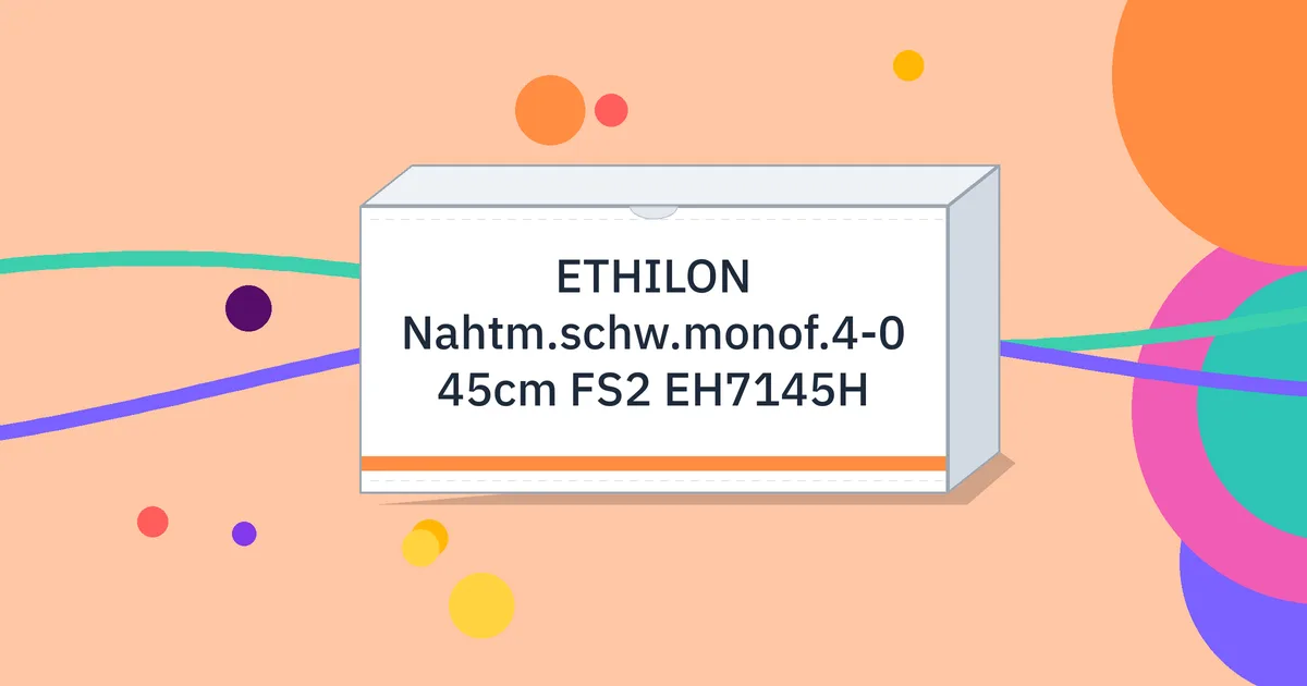 Symbolbild: Packung mit der Aufschrift ETHILON Nahtm.schw.monof.4-0 45cm FS2 EH7145H (PZN 16777570) – Verfügbarkeit und Bezug in Apotheken in Frankfurt am Main