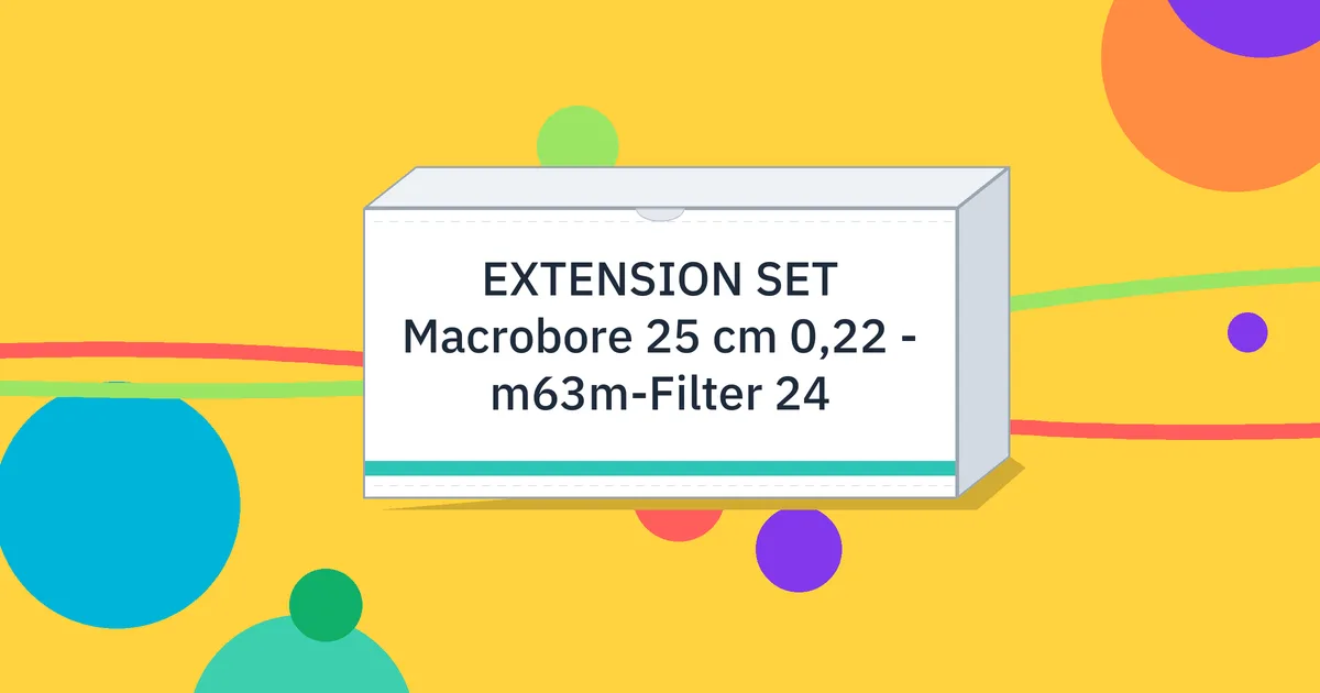 Symbolbild: Packung mit der Aufschrift EXTENSION SET Macrobore 25 cm 0,22 -m63m-Filter 24 (PZN 18837307) – Verfügbarkeit und Bezug in Apotheken in Frankfurt am Main