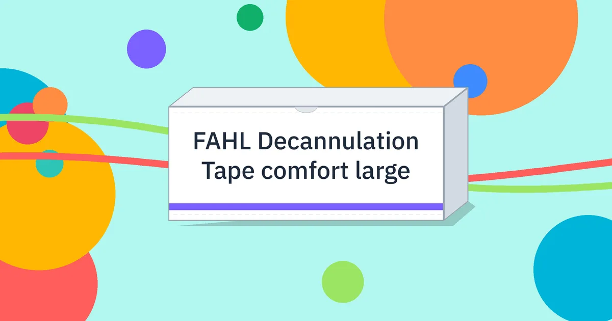 Symbolbild: Packung mit der Aufschrift FAHL Decannulation Tape comfort large (PZN 17859873) – Verfügbarkeit und Bezug in Apotheken in Frankfurt am Main