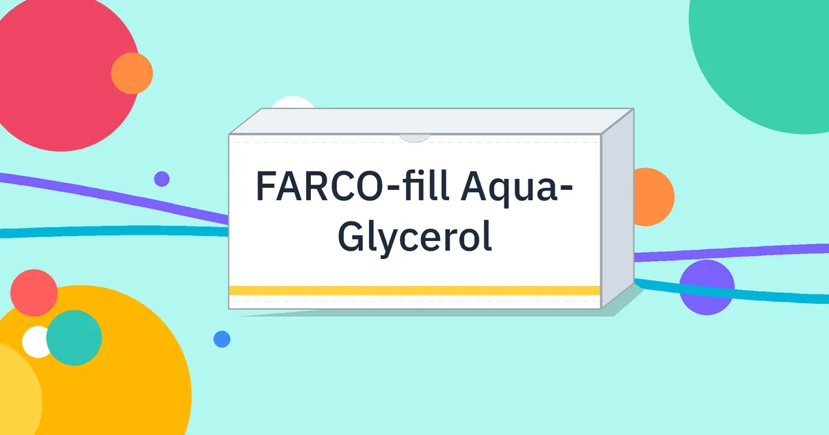 Symbolbild: Packung mit der Aufschrift FARCO-fill Aqua-Glycerol (PZN 09481745) – Verfügbarkeit und Bezug in Apotheken in Frankfurt am Main