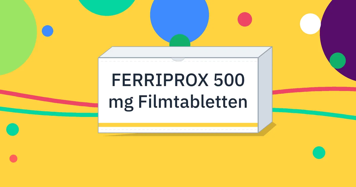 Symbolbild: Packung mit der Aufschrift FERRIPROX 500 mg Filmtabletten (PZN 01545575) – Verfügbarkeit und Bezug in Apotheken in Frankfurt am Main