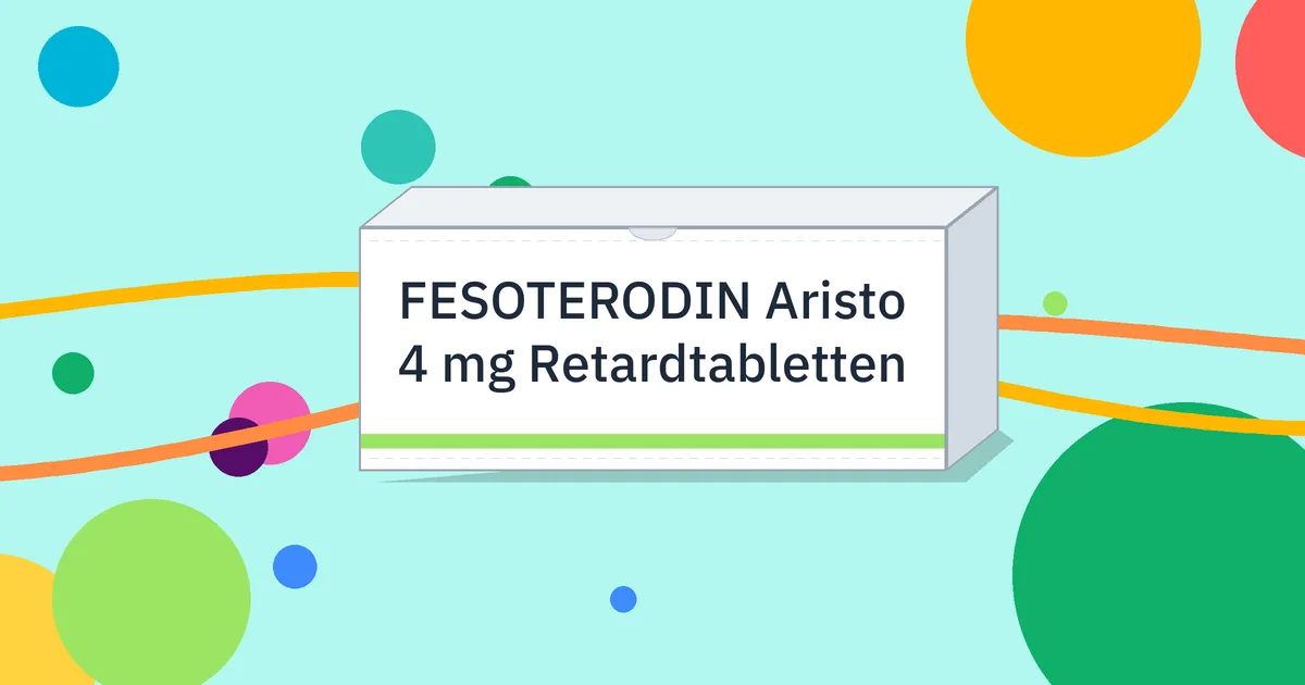 Symbolbild: Packung mit der Aufschrift FESOTERODIN Aristo 4 mg Retardtabletten (PZN 17570026) – Verfügbarkeit und Bezug in Apotheken in Frankfurt am Main