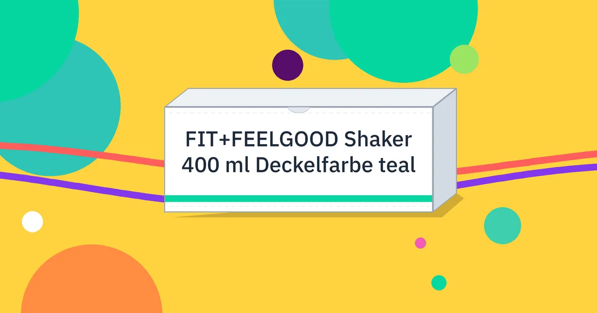 Symbolbild: Packung mit der Aufschrift FIT+FEELGOOD Shaker 400 ml Deckelfarbe teal (PZN 18055651) – Verfügbarkeit und Bezug in Apotheken in Frankfurt am Main