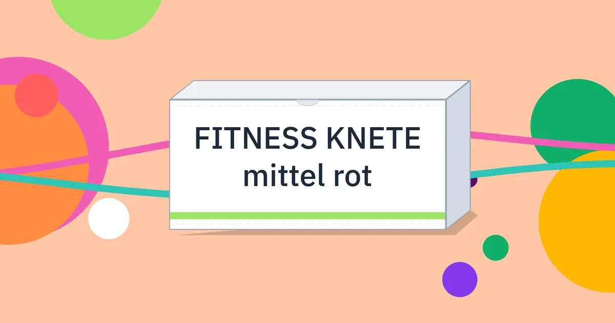 Symbolbild: Packung mit der Aufschrift FITNESS KNETE mittel rot (PZN 16349420) – Verfügbarkeit und Bezug in Apotheken in Frankfurt am Main