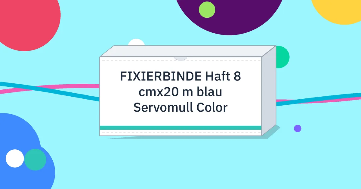 Symbolbild: Packung mit der Aufschrift FIXIERBINDE Haft 8 cmx20 m blau Servomull Color (PZN 04761836) – Verfügbarkeit und Bezug in Apotheken in Frankfurt am Main