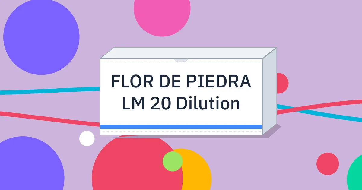 Symbolbild: Packung mit der Aufschrift FLOR DE PIEDRA LM 20 Dilution (PZN 13489379) – Verfügbarkeit und Bezug in Apotheken in Frankfurt am Main