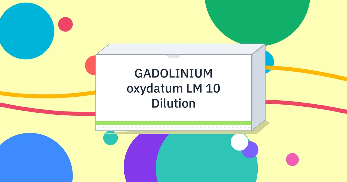 Symbolbild: Packung mit der Aufschrift GADOLINIUM oxydatum LM 10 Dilution (PZN 13494328) – Verfügbarkeit und Bezug in Apotheken in Frankfurt am Main