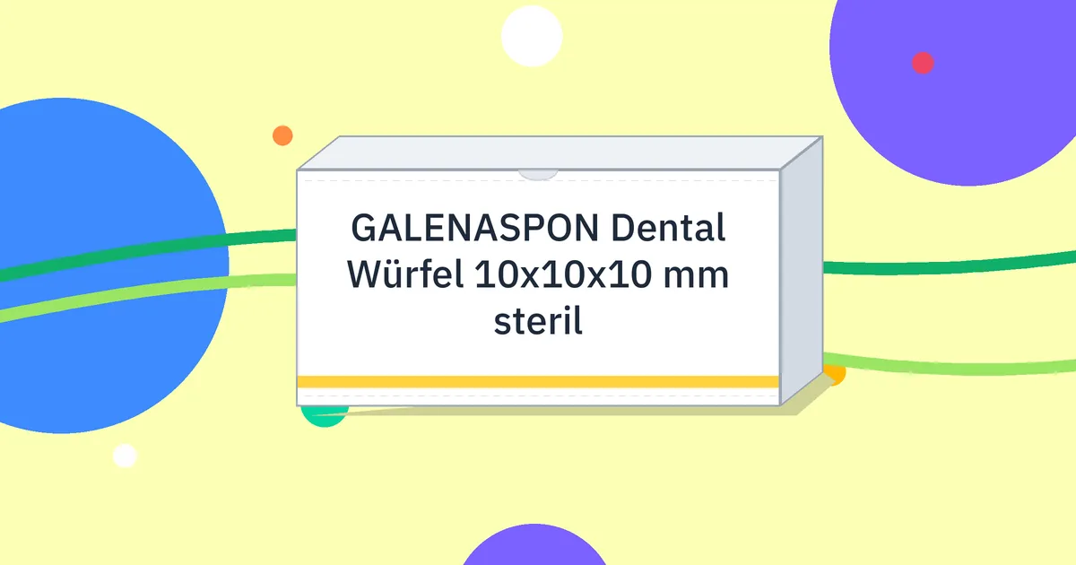 Symbolbild: Packung mit der Aufschrift GALENASPON Dental Würfel 10x10x10 mm steril (PZN 19264397) – Verfügbarkeit und Bezug in Apotheken in Frankfurt am Main