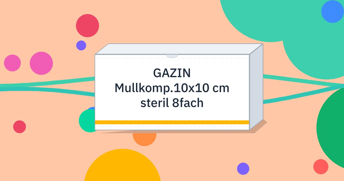Symbolbild: Packung mit der Aufschrift GAZIN Mullkomp.10x10 cm steril 8fach (PZN 19688625) – Verfügbarkeit und Bezug in Apotheken in Frankfurt am Main