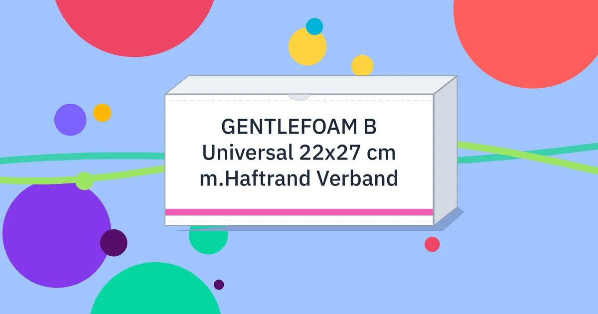 Symbolbild: Packung mit der Aufschrift GENTLEFOAM B Universal 22x27 cm m.Haftrand Verband (PZN 19721185) – Verfügbarkeit und Bezug in Apotheken in Frankfurt am Main