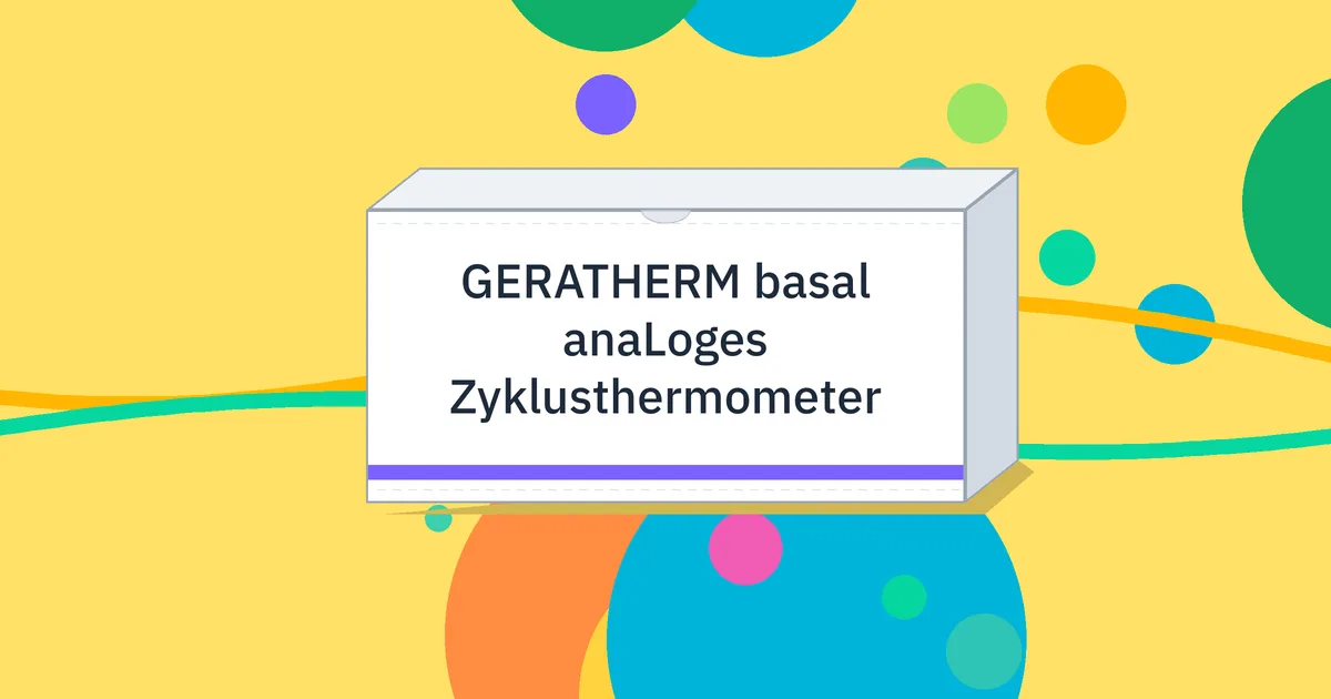 Symbolbild: Packung mit der Aufschrift GERATHERM basal anaLoges Zyklusthermometer (PZN 02707577) – Verfügbarkeit und Bezug in Apotheken in Frankfurt am Main
