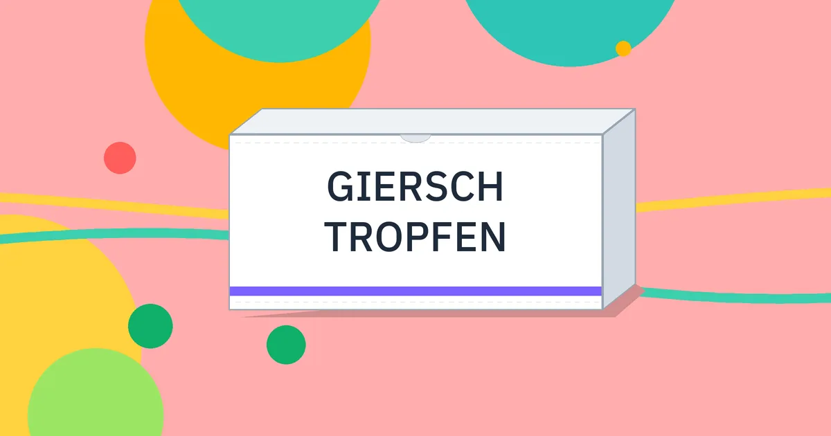 Symbolbild: Packung mit der Aufschrift GIERSCH TROPFEN (PZN 15228915) – Verfügbarkeit und Bezug in Apotheken in Frankfurt am Main