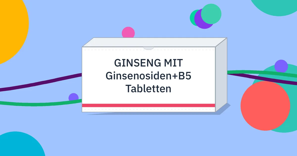Symbolbild: Packung mit der Aufschrift GINSENG MIT Ginsenosiden+B5 Tabletten (PZN 17589250) – Verfügbarkeit und Bezug in Apotheken in Frankfurt am Main