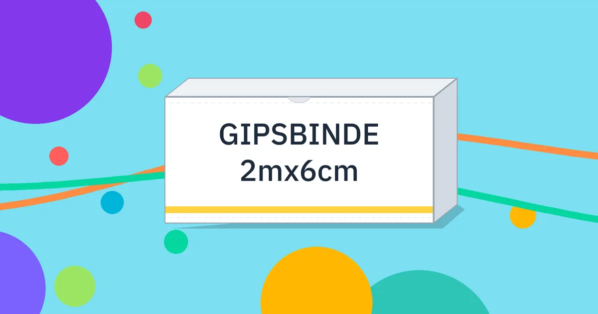 Symbolbild: Packung mit der Aufschrift GIPSBINDE 2mx6cm (PZN 01721204) – Verfügbarkeit und Bezug in Apotheken in Frankfurt am Main