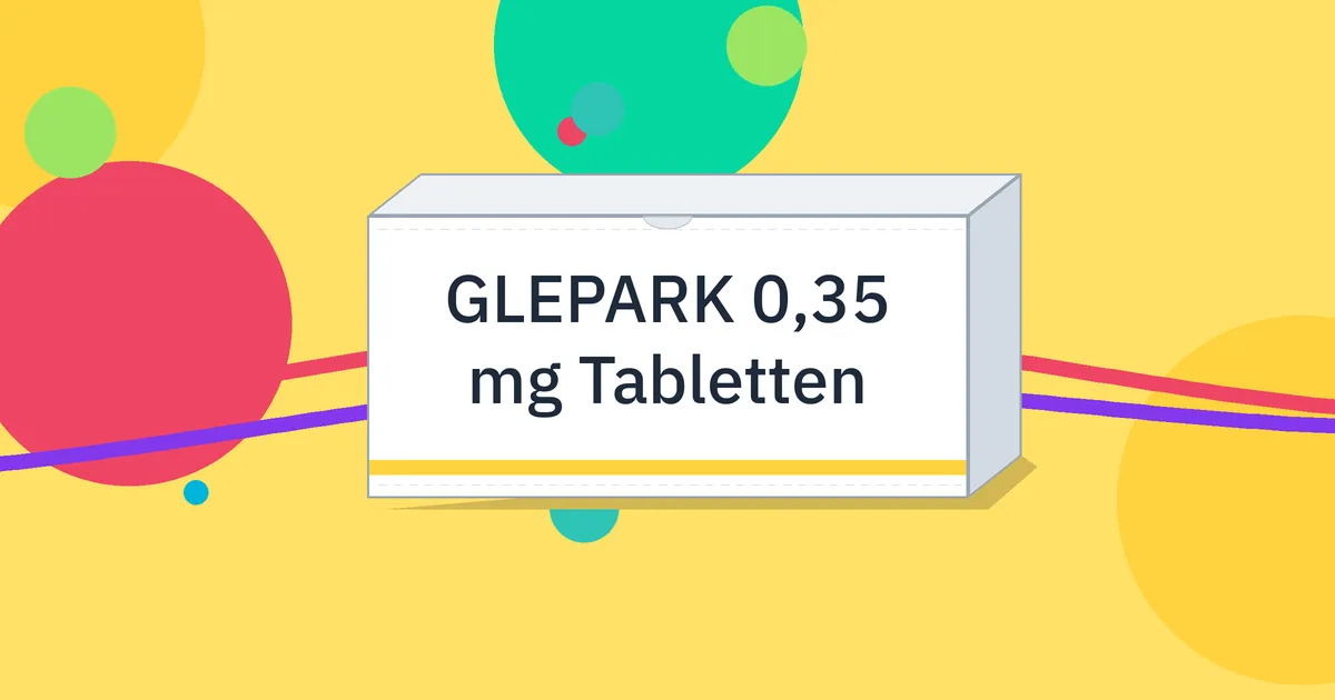 Symbolbild: Packung mit der Aufschrift GLEPARK 0,35 mg Tabletten (PZN 09098472) – Verfügbarkeit und Bezug in Apotheken in Frankfurt am Main