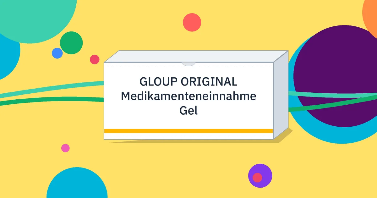 Symbolbild: Packung mit der Aufschrift GLOUP ORIGINAL Medikamenteneinnahme Gel (PZN 13334240) – Verfügbarkeit und Bezug in Apotheken in Frankfurt am Main