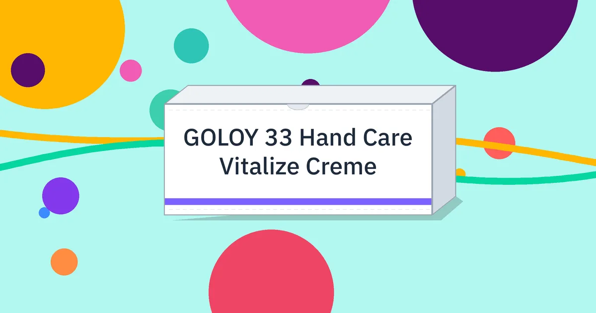 Symbolbild: Packung mit der Aufschrift GOLOY 33 Hand Care Vitalize Creme (PZN 16764656) – Verfügbarkeit und Bezug in Apotheken in Frankfurt am Main