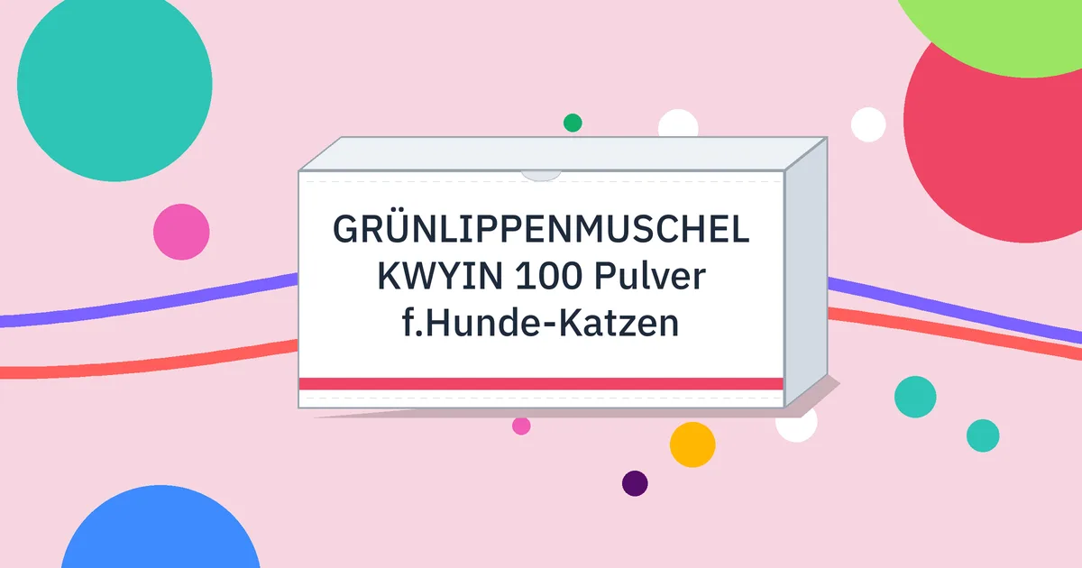 Symbolbild: Packung mit der Aufschrift GRÜNLIPPENMUSCHEL KWYIN 100 Pulver f.Hunde-Katzen (PZN 12460853) – Verfügbarkeit und Bezug in Apotheken in Frankfurt am Main