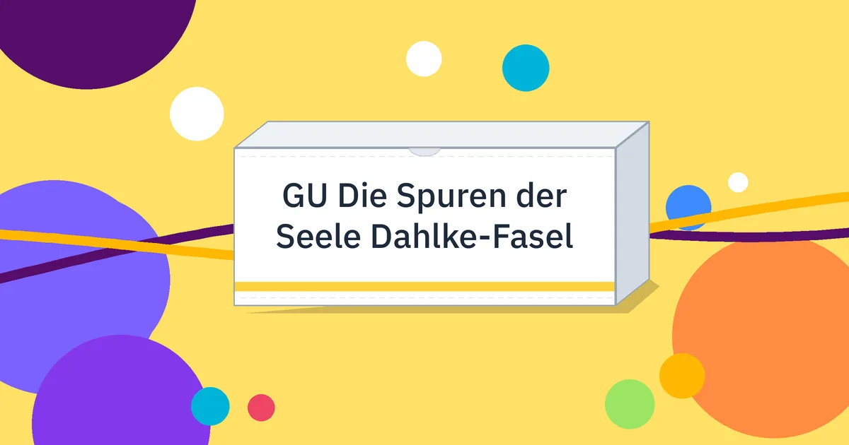 Symbolbild: Packung mit der Aufschrift GU Die Spuren der Seele Dahlke-Fasel (PZN 11600499) – Verfügbarkeit und Bezug in Apotheken in Frankfurt am Main