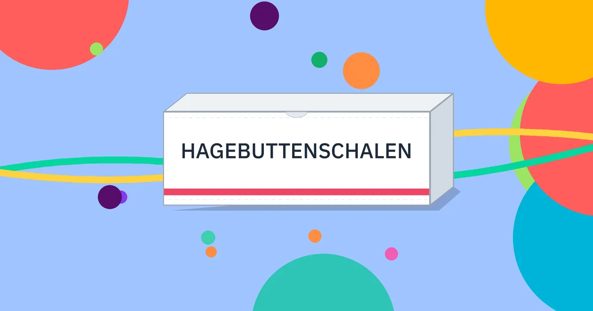 Symbolbild: Packung mit der Aufschrift HAGEBUTTENSCHALEN (PZN 08465632) – Verfügbarkeit und Bezug in Apotheken in Frankfurt am Main
