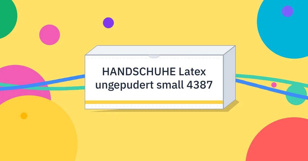 Symbolbild: Packung mit der Aufschrift HANDSCHUHE Latex ungepudert small 4387 (PZN 00623793) – Verfügbarkeit und Bezug in Apotheken in Frankfurt am Main