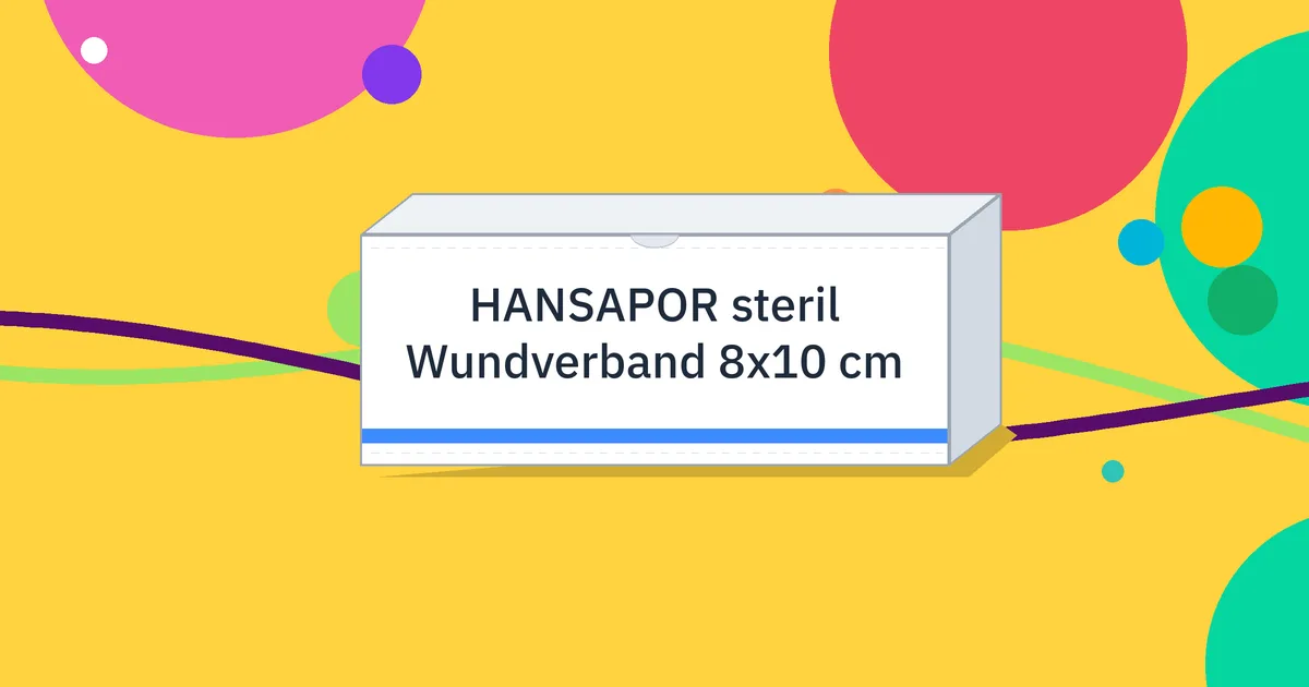 Symbolbild: Packung mit der Aufschrift HANSAPOR steril Wundverband 8x10 cm (PZN 13657552) – Verfügbarkeit und Bezug in Apotheken in Frankfurt am Main