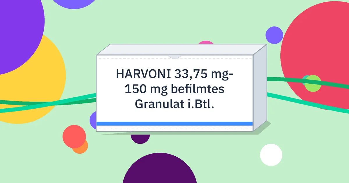 Symbolbild: Packung mit der Aufschrift HARVONI 33,75 mg-150 mg befilmtes Granulat i.Btl. (PZN 16398714) – Verfügbarkeit und Bezug in Apotheken in Frankfurt am Main