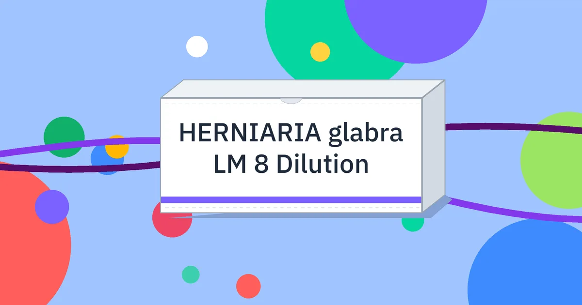Symbolbild: Packung mit der Aufschrift HERNIARIA glabra LM 8 Dilution (PZN 13552988) – Verfügbarkeit und Bezug in Apotheken in Frankfurt am Main