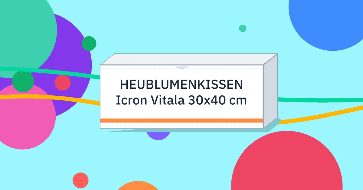 Symbolbild: Packung mit der Aufschrift HEUBLUMENKISSEN Icron Vitala 30x40 cm (PZN 01582659) – Verfügbarkeit und Bezug in Apotheken in Frankfurt am Main