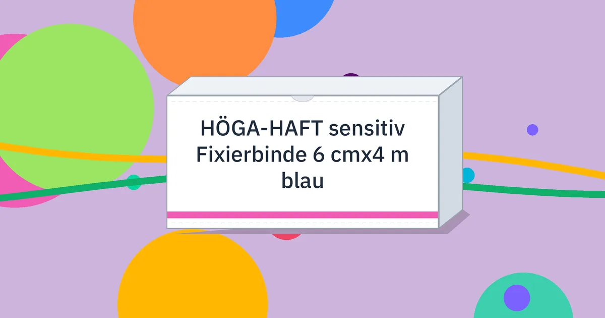 Symbolbild: Packung mit der Aufschrift HÖGA-HAFT sensitiv Fixierbinde 6 cmx4 m blau (PZN 20022191) – Verfügbarkeit und Bezug in Apotheken in Frankfurt am Main