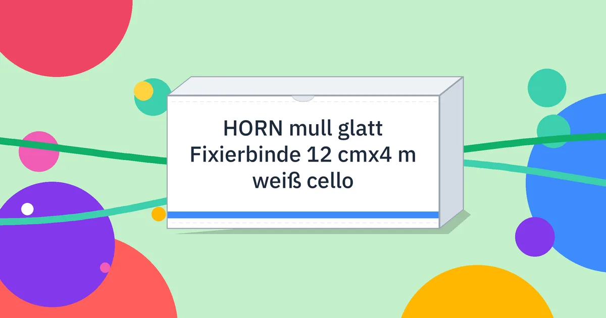 Symbolbild: Packung mit der Aufschrift HORN mull glatt Fixierbinde 12 cmx4 m weiß cello (PZN 04663944) – Verfügbarkeit und Bezug in Apotheken in Frankfurt am Main