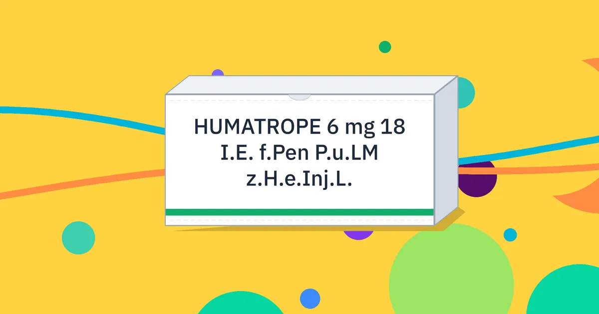 Symbolbild: Packung mit der Aufschrift HUMATROPE 6 mg 18 I.E. f.Pen P.u.LM z.H.e.Inj.L. (PZN 09895599) – Verfügbarkeit und Bezug in Apotheken in Frankfurt am Main