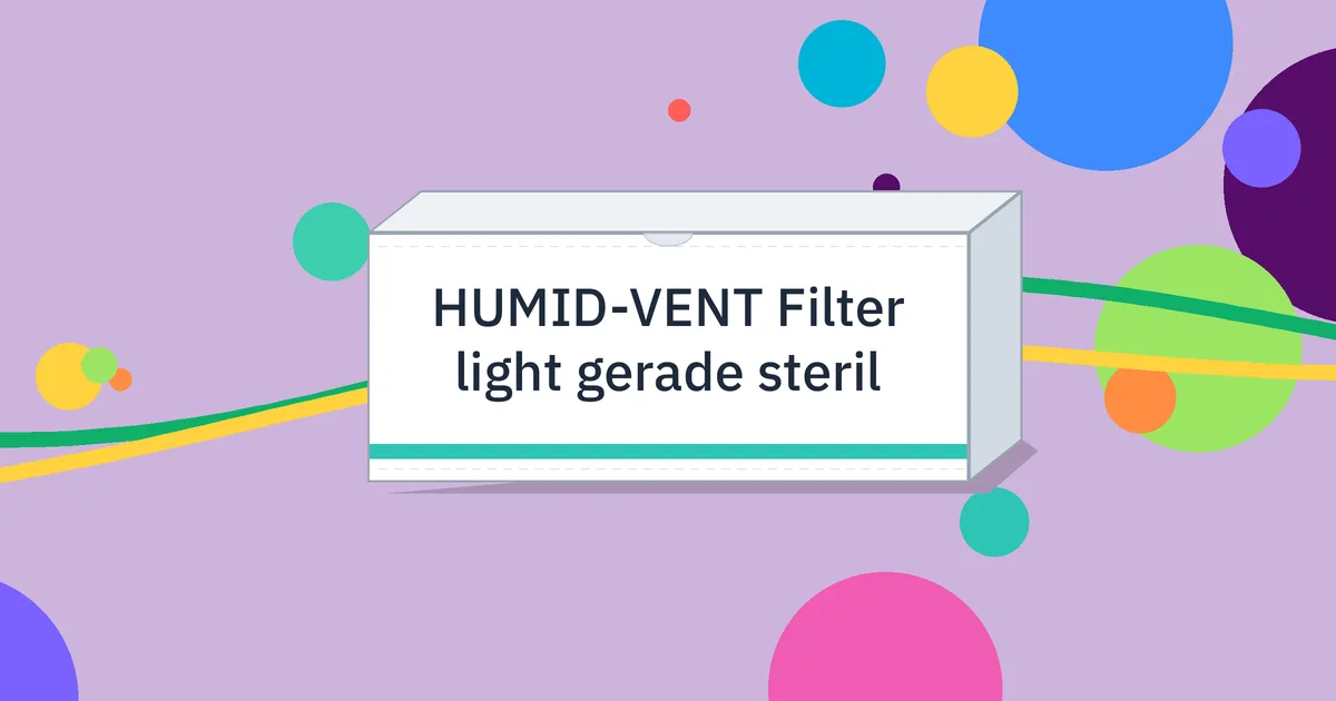 Symbolbild: Packung mit der Aufschrift HUMID-VENT Filter light gerade steril (PZN 01232729) – Verfügbarkeit und Bezug in Apotheken in Frankfurt am Main