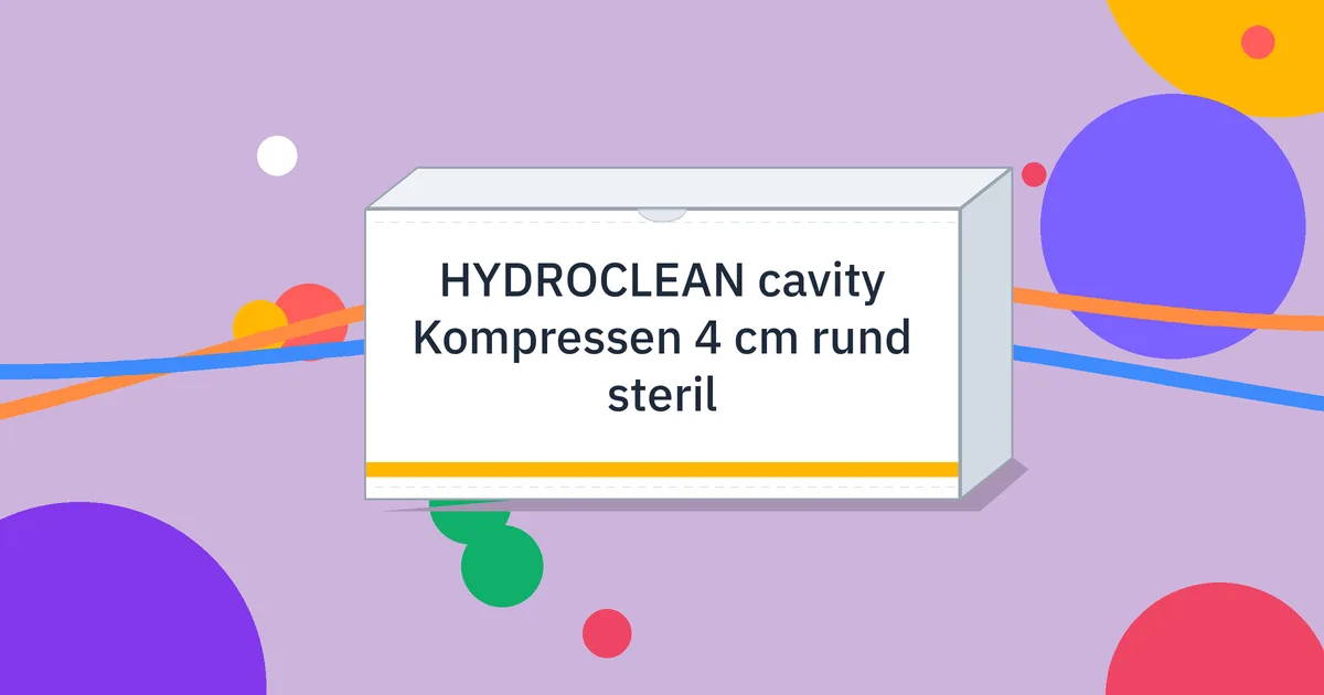 Symbolbild: Packung mit der Aufschrift HYDROCLEAN cavity Kompressen 4 cm rund steril (PZN 18152526) – Verfügbarkeit und Bezug in Apotheken in Frankfurt am Main