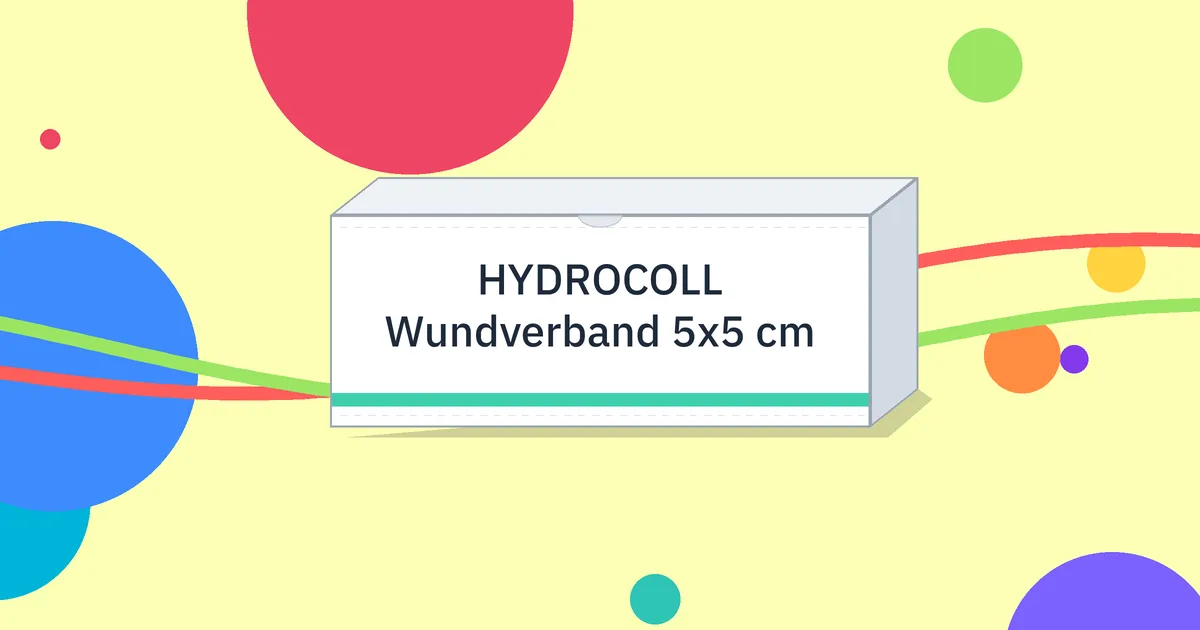 Symbolbild: Packung mit der Aufschrift HYDROCOLL Wundverband 5x5 cm (PZN 07604824) – Verfügbarkeit und Bezug in Apotheken in Frankfurt am Main