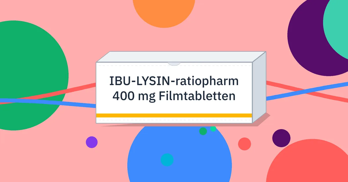 Symbolbild: Packung mit der Aufschrift IBU-LYSIN-ratiopharm 400 mg Filmtabletten (PZN 16197861) – Verfügbarkeit und Bezug in Apotheken in Frankfurt am Main