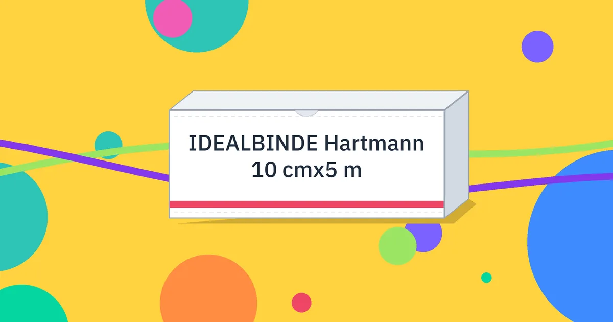 Symbolbild: Packung mit der Aufschrift IDEALBINDE Hartmann 10 cmx5 m (PZN 19063730) – Verfügbarkeit und Bezug in Apotheken in Frankfurt am Main