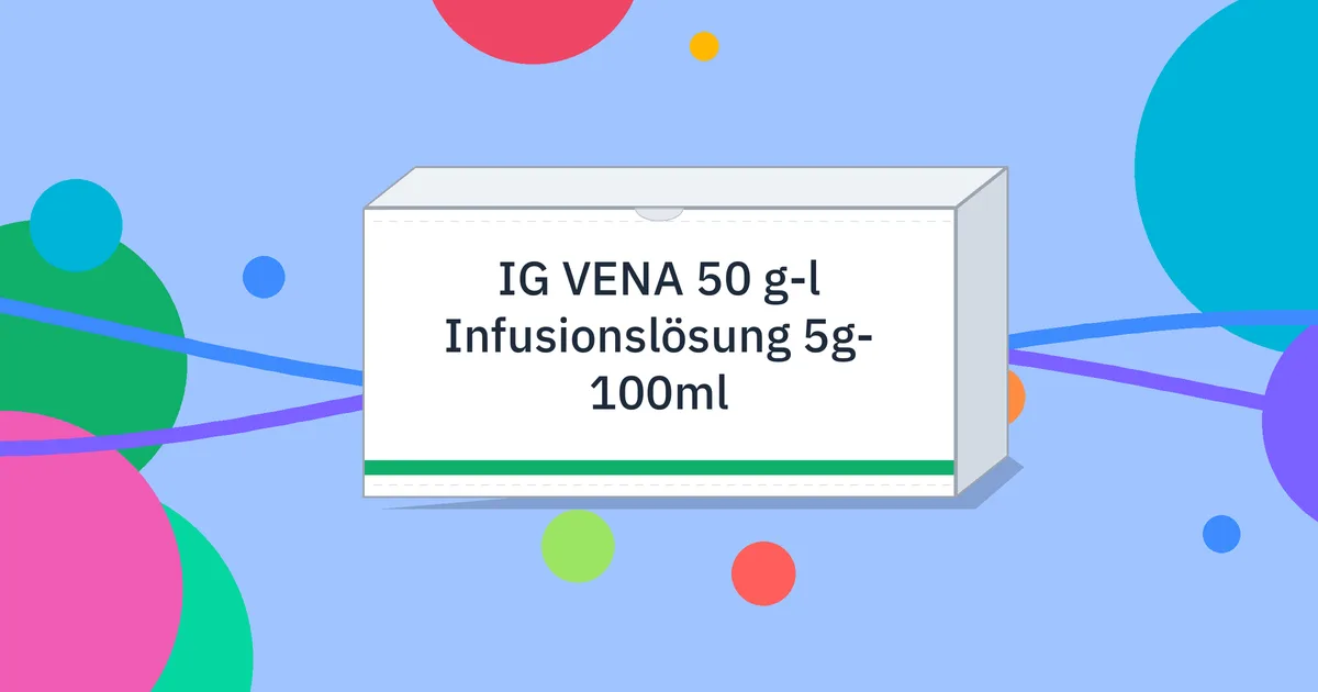 Symbolbild: Packung mit der Aufschrift IG VENA 50 g-l Infusionslösung 5g-100ml (PZN 07798136) – Verfügbarkeit und Bezug in Apotheken in Frankfurt am Main