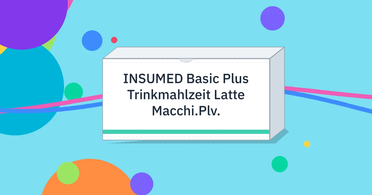 Symbolbild: Packung mit der Aufschrift INSUMED Basic Plus Trinkmahlzeit Latte Macchi.Plv. (PZN 16655631) – Verfügbarkeit und Bezug in Apotheken in Frankfurt am Main